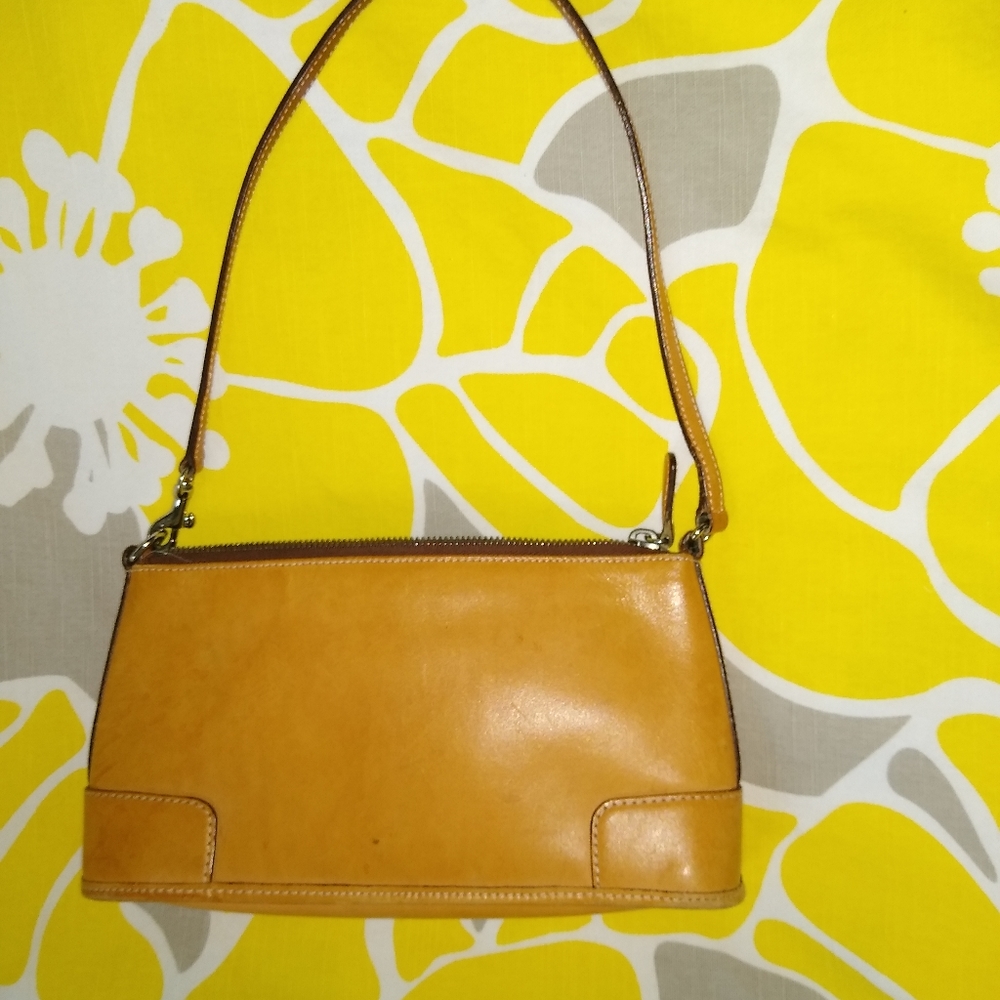 Coach Women's Purse Tan Leather Made In Italy - Gem